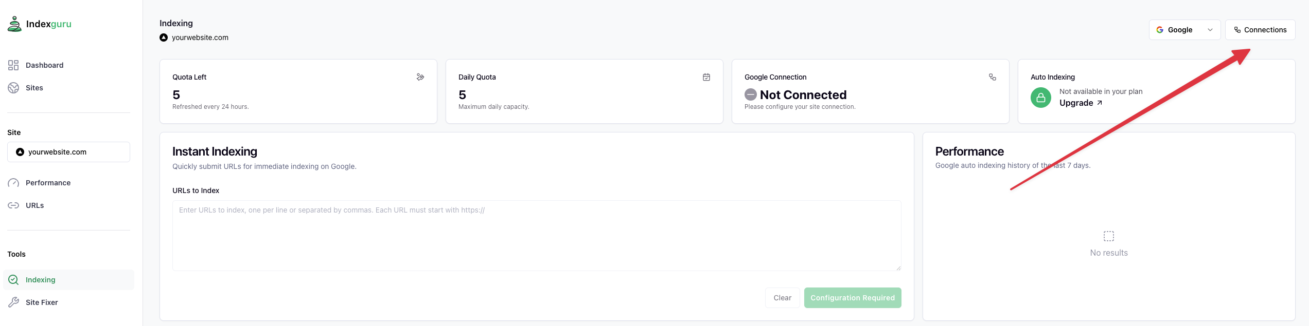 Enabling Indexguru in Google Search Console (Free Tier)